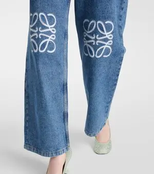 Loewe Anagram High-rise Wide-leg Jeans - Blue