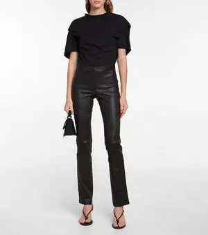 Stouls Cropped Leather Trousers - Black
