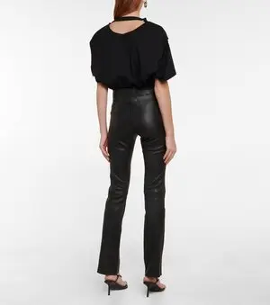 Stouls Cropped Leather Trousers - Black