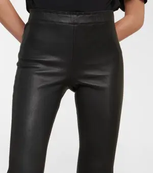 Stouls Cropped Leather Trousers - Black