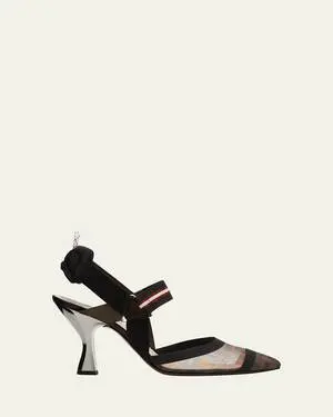 Fendi Colibri Slingback Mesh Pumps - Black