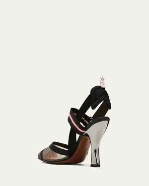 Fendi Colibri Slingback Mesh Pumps - Black