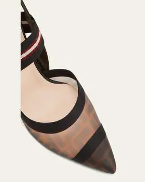 Fendi Colibri Slingback Mesh Pumps - Black