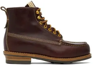 Visvim Visvim Brown Cradle Moc-Folk Lace-Up Boots - Burgandy