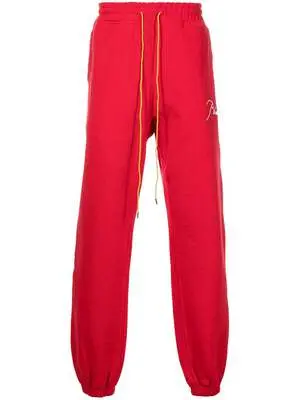 Rhude Embroidered-logo Tapered Joggers - Red