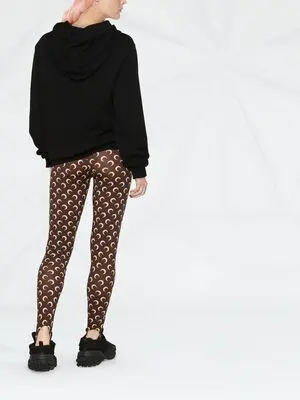MARINE SERRE Fuseaux Crescent Moon-print Stirrup Leggings - Brown