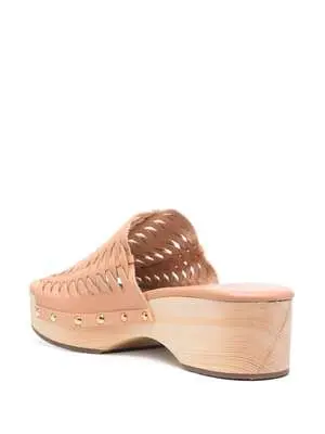 ANCIENT GREEK SANDALS Woven Leather Clogs - Neutrals