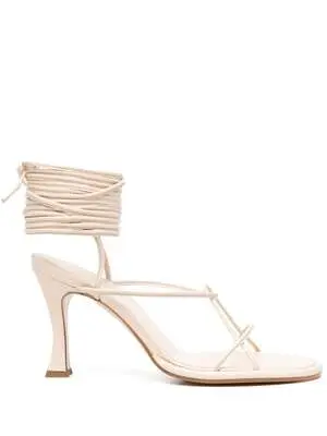ILIO SMERALDO Ankle-tie Heeled Sandlas Neutrals
