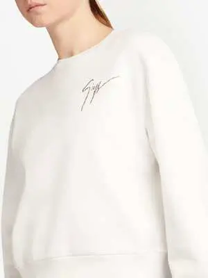 GIUSEPPE ZANOTTI Sauvanne Crystal-logo Sweatshirt - White