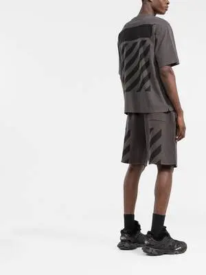 Off-White Diag-stripe Cotton Shorts - Grey