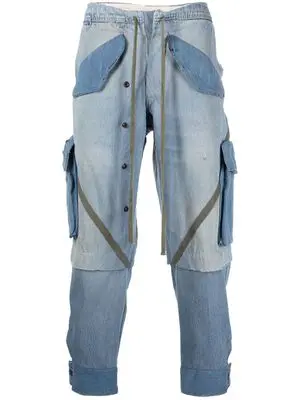 GREG LAUREN Panelled Tapered Jeans