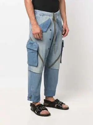 GREG LAUREN Panelled Tapered Jeans