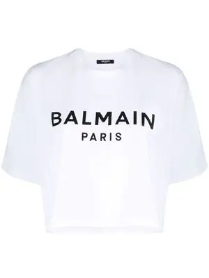Balmain Cropped Logo-print T-shirt - White