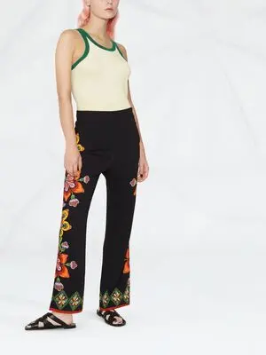 La DoubleJ Floral-print Trousers - Black