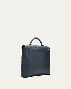 VALEXTRA Avietta Pebble Leather Briefcase - Blu Bb