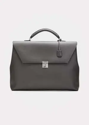 VALEXTRA Valextra Avietta Pebble Leather Briefcase - Fumo Londra