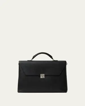 VALEXTRA Avietta Pebble Leather Briefcase - Nero Nn
