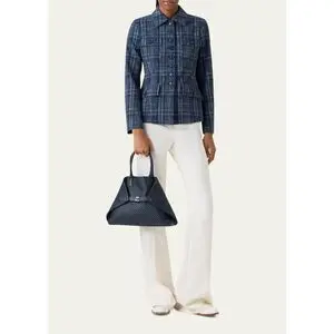 Akris Ai Small Plaid Braided Top-handle Bag