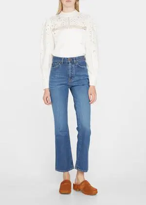 Chloé High-Rise Bootcut Crop Jeans - Denim
