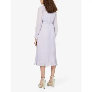 Self-Portrait Broderie Collar Chiffon Woven Midi Dress - Lilac