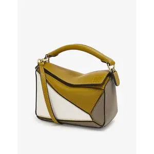 Loewe Puzzle Mini Leather Shoulder Bag Ochre/soft White