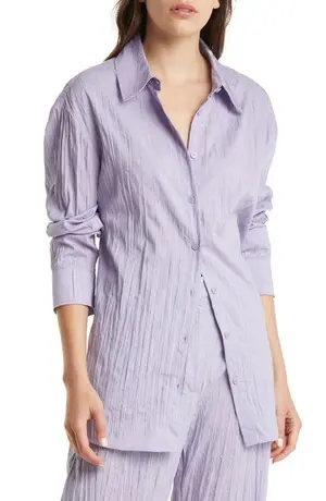 & Other Stories Crinkle Split Back Button-up Shirt - Light Lilac