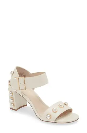 CECELIA NEW YORK Cecelia New York Gail Studded Sandals Beige With Pearl