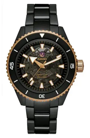 RADO Captain Cook High Tech Ceramic Automatic Bracelet Watch - Rose Gold/black