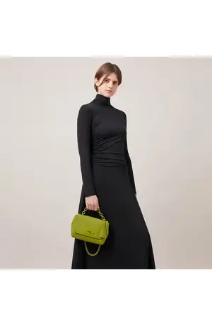 Mulberry Lily Crinkle Leather Top Handle Bag - Acid Green