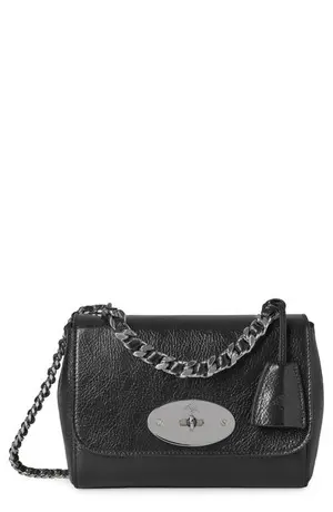 Mulberry Lily Crinkle Leather Top Handle Bag Black