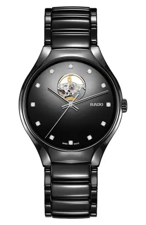 RADO True Secret Diamond Ceramic Bracelet Watch - Black