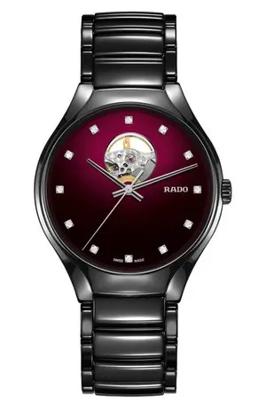 RADO Ceramic Bracelet Watch With Diamonds - Red