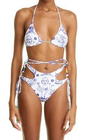 HOUSE OF AAMA Beaded Two-piece Swimsuit