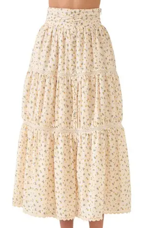 FREE THE ROSES Floral Tiered Maxi Skirt
