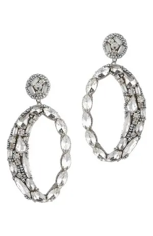 Deepa Gurnani Freida Statement Drop Earrings - Silver