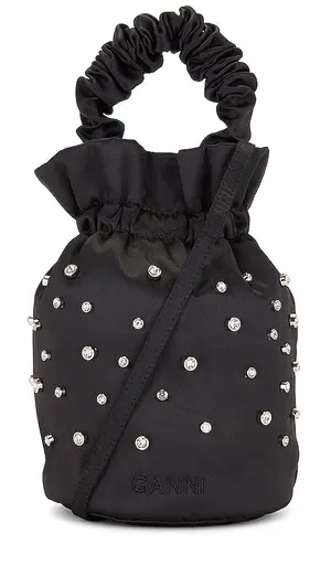 GANNI Occasion Ruched Top Handle Bag