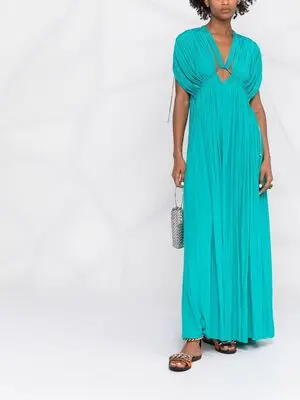 LANVIN Gathered Detail V-neck Maxi Dress - Blue
