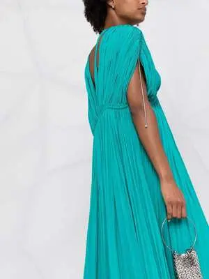 LANVIN Gathered Detail V-neck Maxi Dress - Blue