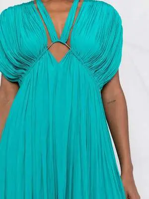 LANVIN Gathered Detail V-neck Maxi Dress - Blue