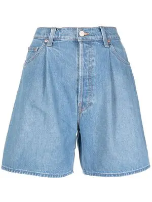 MOTHER The Fun Dip Pleated Denim Shorts