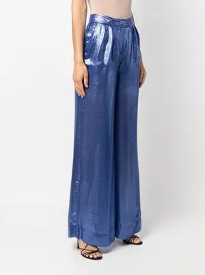 Alberta Ferretti Metallic-finish Wide-leg Trousers