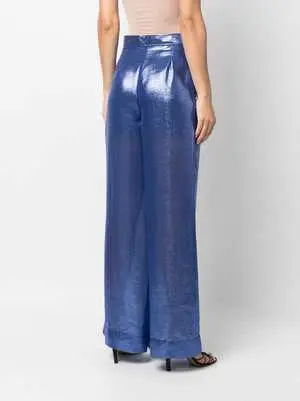 Alberta Ferretti Metallic-finish Wide-leg Trousers