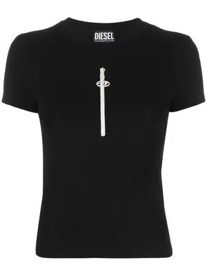 DIESEL® Half-zip Crew-neck T-shirt - Black