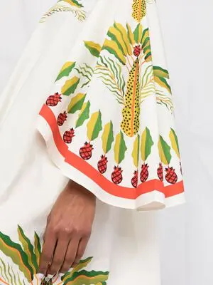 La DoubleJ Flying Palm Tree-print Kaftan
