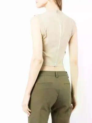 DION LEE Fine-ribbed Corset Tank Top - Brown