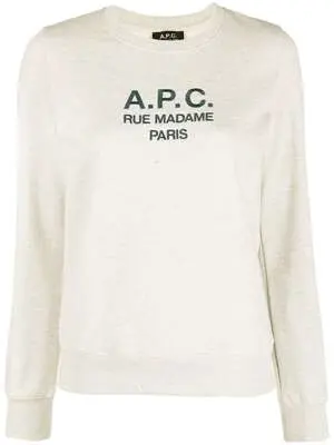 A.p.c. Logo-print Cotton Sweatshirt - Neutrals
