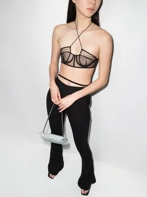 NENSI DOJAKA Sheer Panelled Halterneck Bra