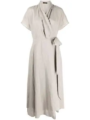 Voz Butterfly Linen Wrap Dress