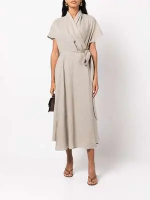 Voz Butterfly Linen Wrap Dress