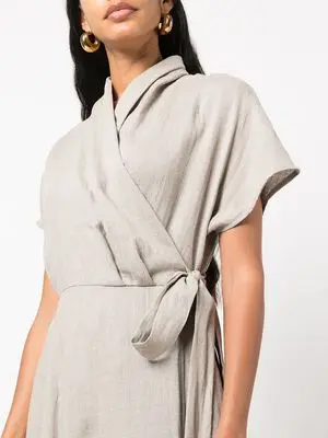 Voz Butterfly Linen Wrap Dress